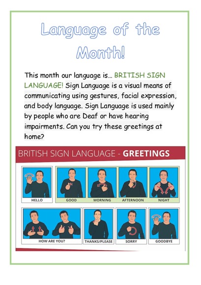 Language of the Month - Brownmead Academy